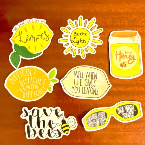 Other | 21 Vsco Sticker Set Yellow Bees Lemon Honey Sun | Poshmark